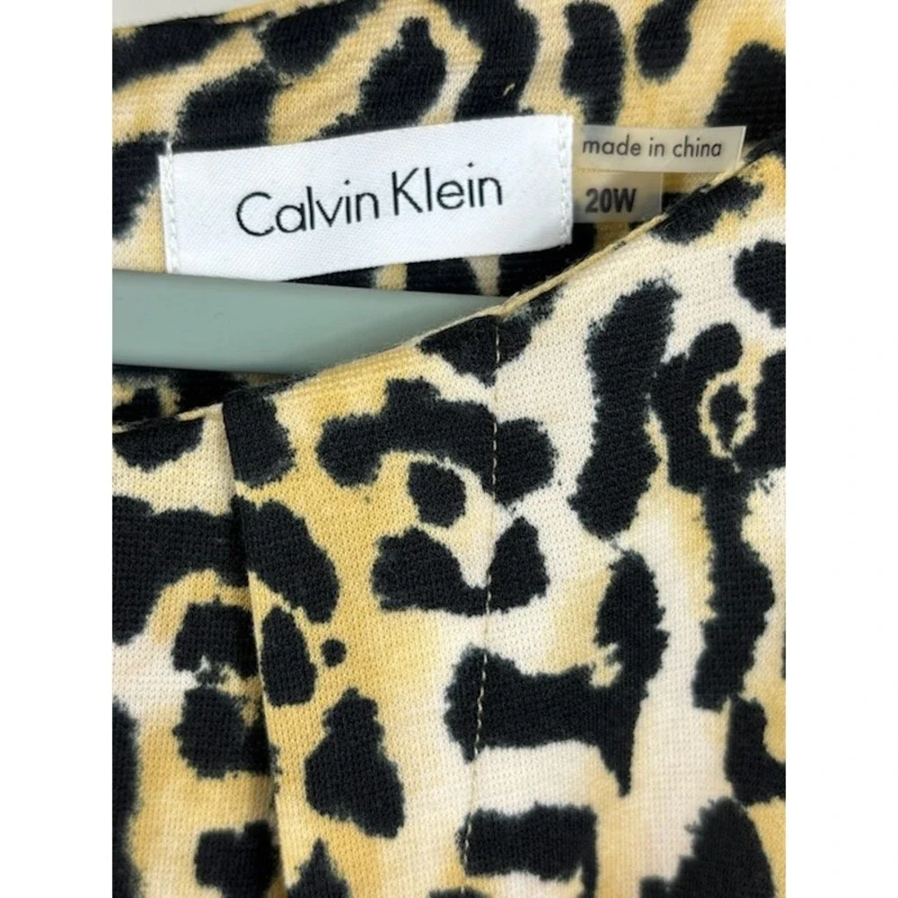 Calvin Klein | Dresses | Calvin Klein Leopard Print Belted Cap Sleeve ...